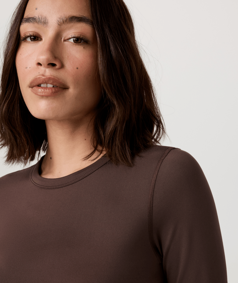 WOMEN'S LUX CREW LONG SLEEVE TEE - JAVA | Performance Running Outfitters