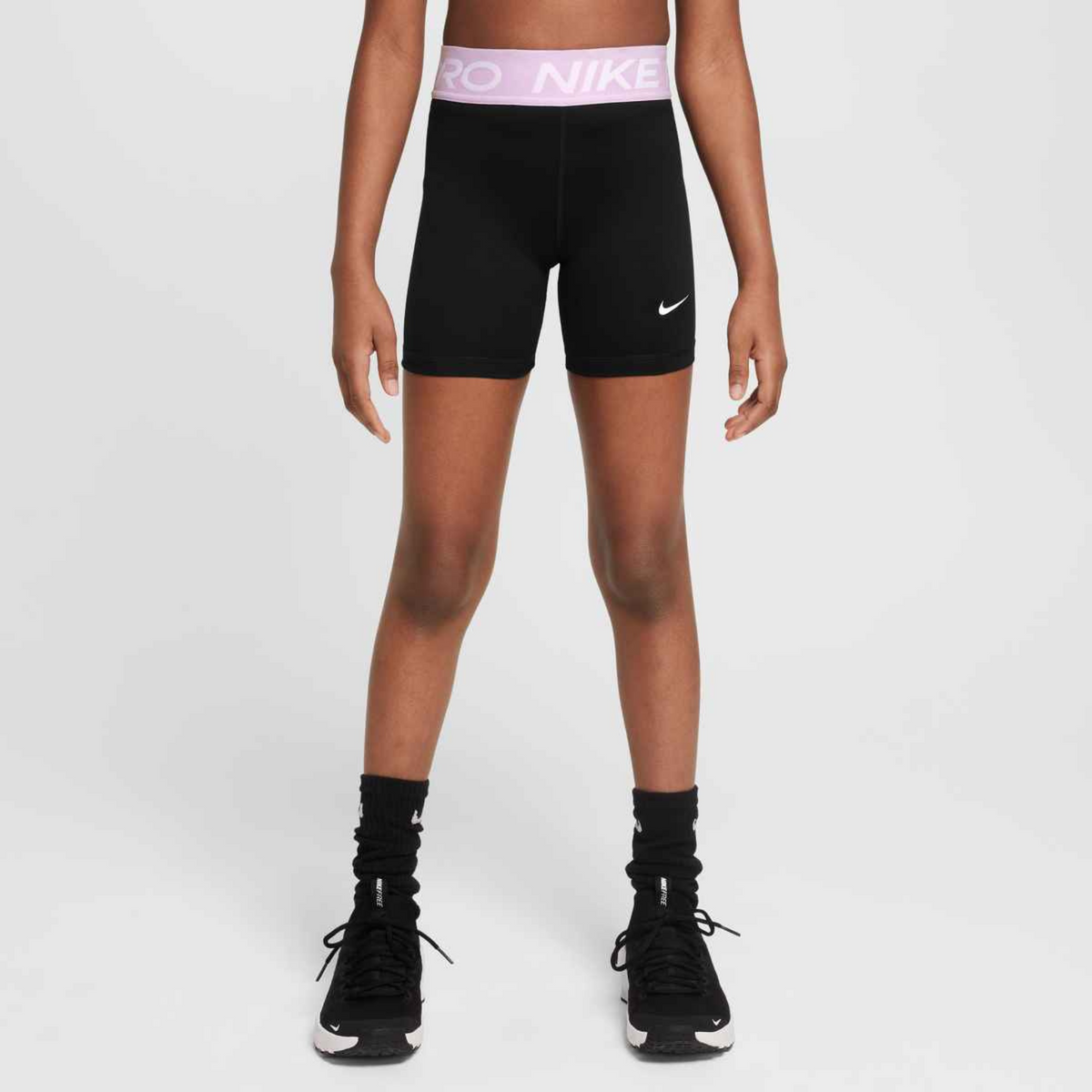 GIRL'S PRO SHORT - 013 BLACK/DOLL/WHITE | Performance Running Outfitters